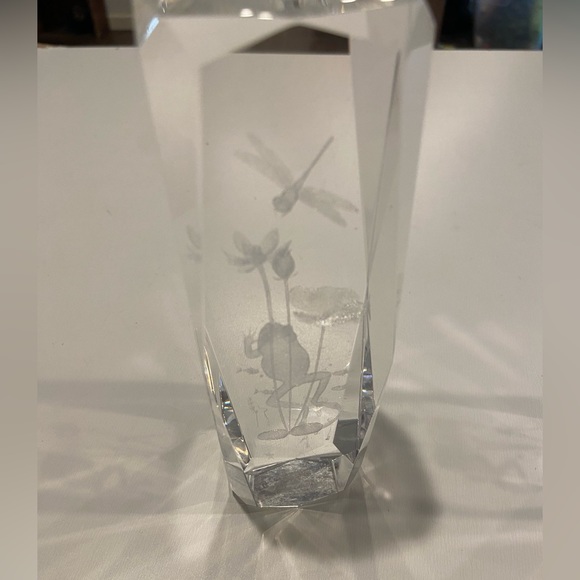 Art | 3d Laser Etched Frog And Dragonfly Crystal Paperweight | Poshmark